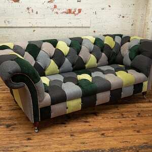 Unique British Handmade 3 Seater Patchwork Chesterfield Sofa ...