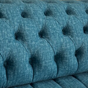 British Handmade Blue Distressed Velvet 3 Seater Chesterfield Sofa ...