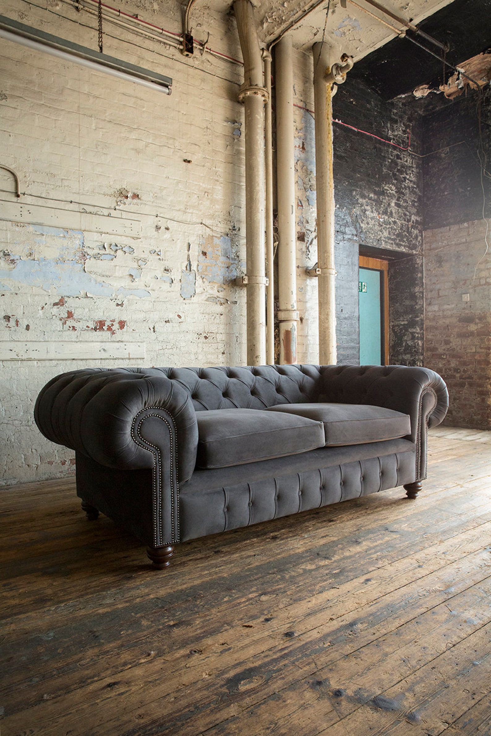 Unique British Handmade Oversized Velvet 3 Seater Chesterfield Sofa ...