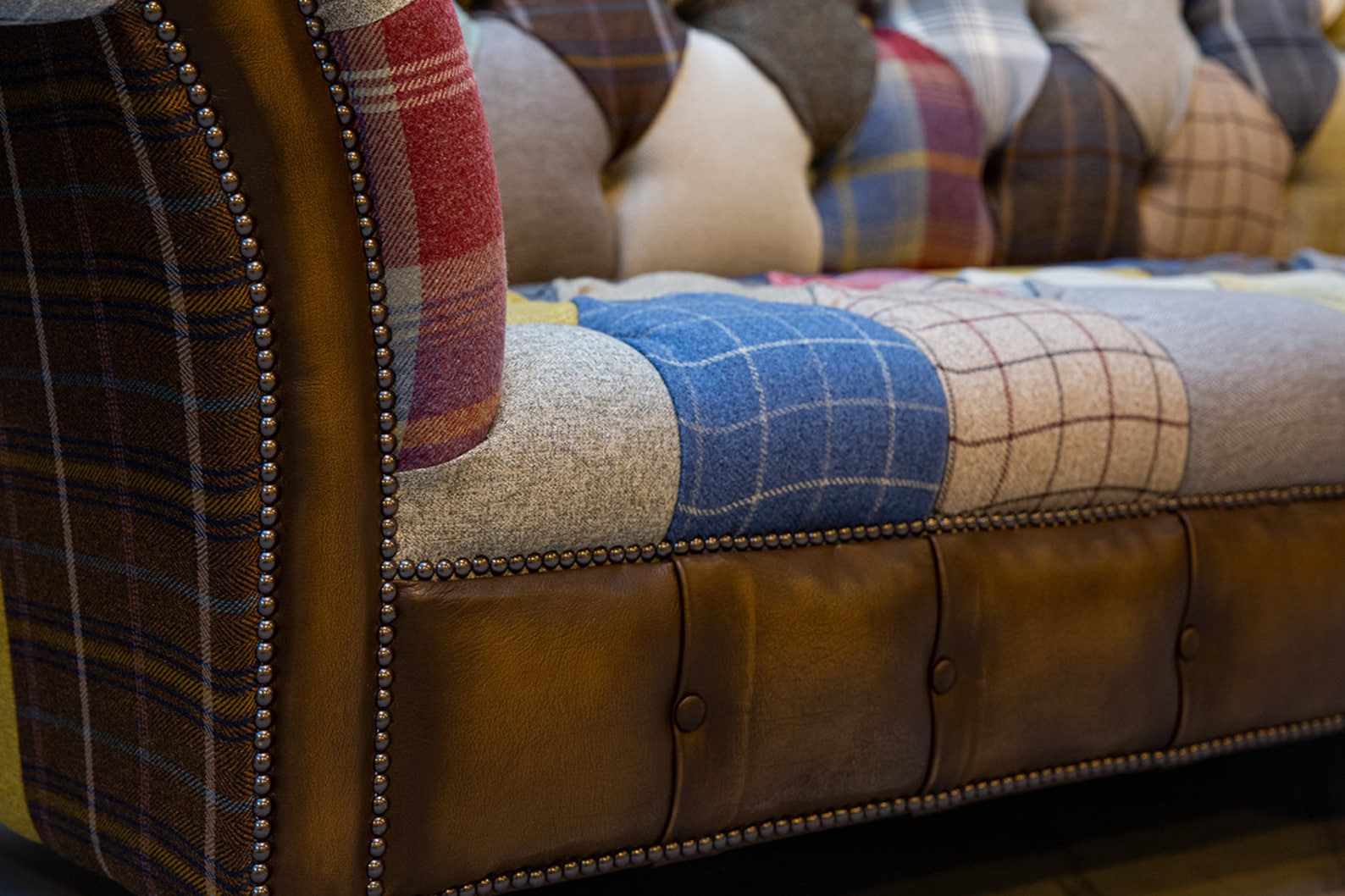 Unique British Handmade 4 Seater Patchwork Chesterfield Sofa ...