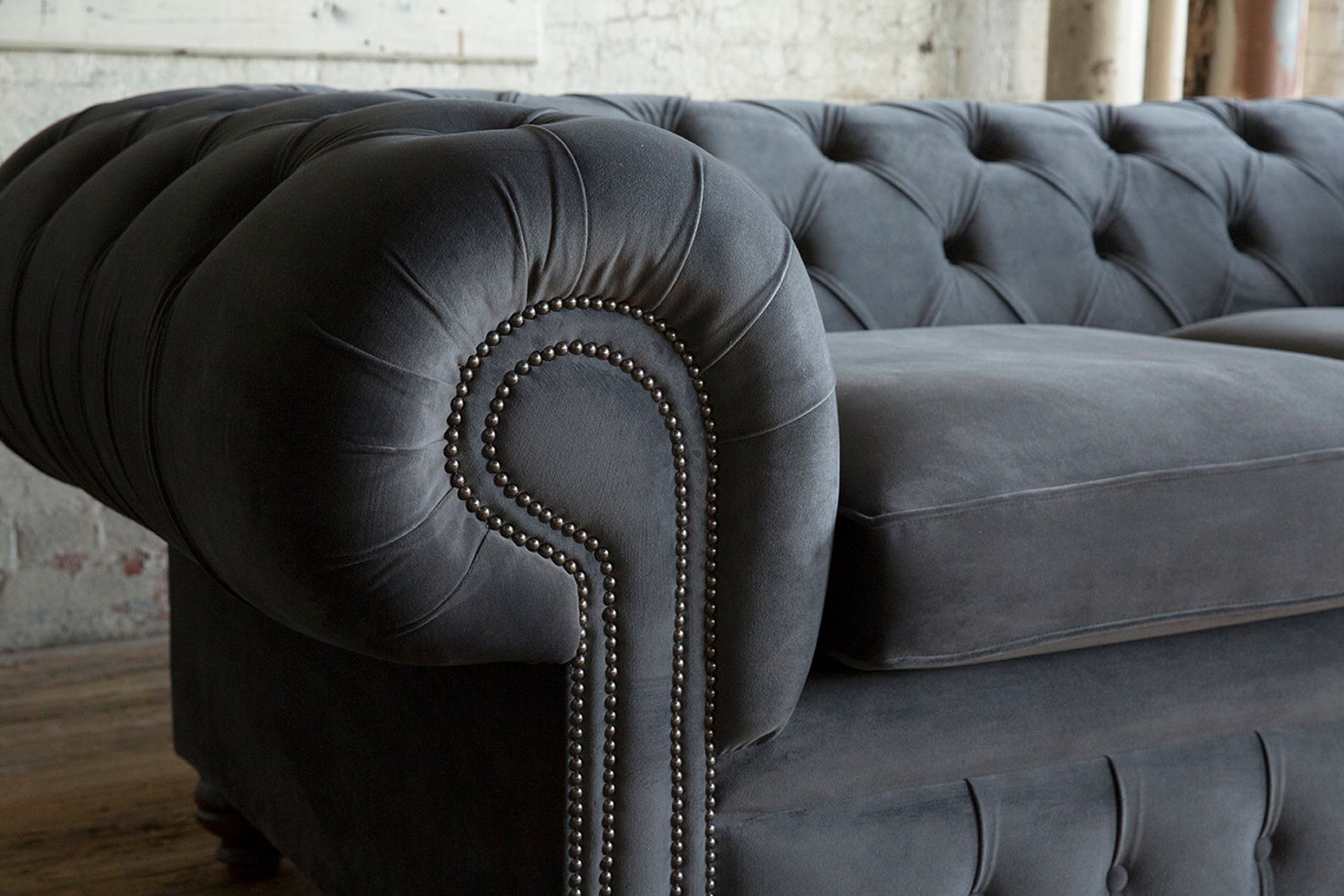 Unique British Handmade Oversized Velvet 3 Seater Chesterfield Sofa ...