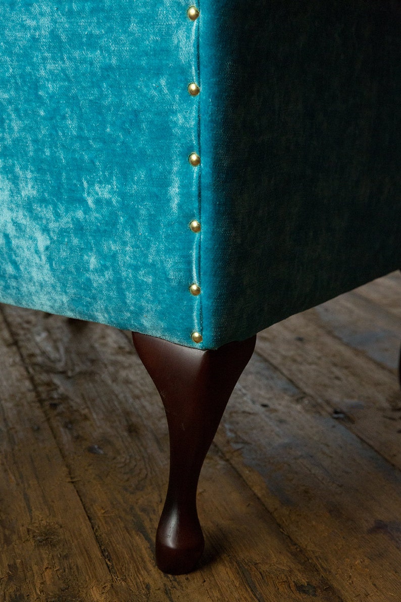 British Handmade Bright Turquoise Blue Velvet Chesterfield High Back ...