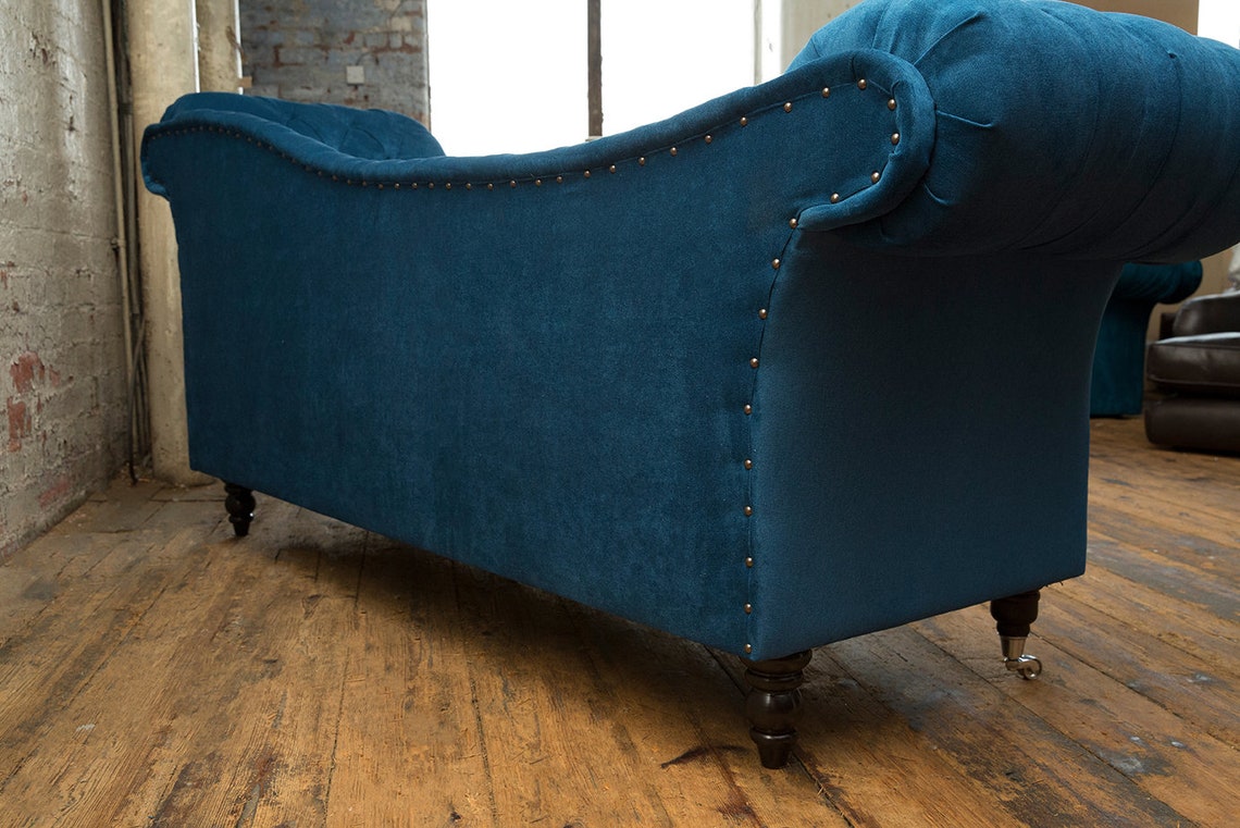 Unique British Handmade Chesterfield Chaise Lounge | Naples Blue ...