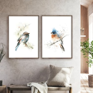 Birds Wall Prints 2 Set, Bird Watercolor Art, Gallery Wall Set of 2 ...