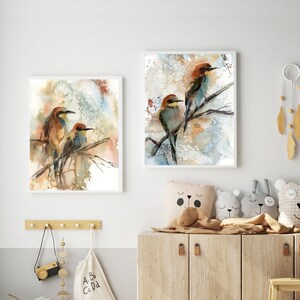 Birds Watercolor Painting Prints Set of 2 Bird Gallery Wall - Etsy