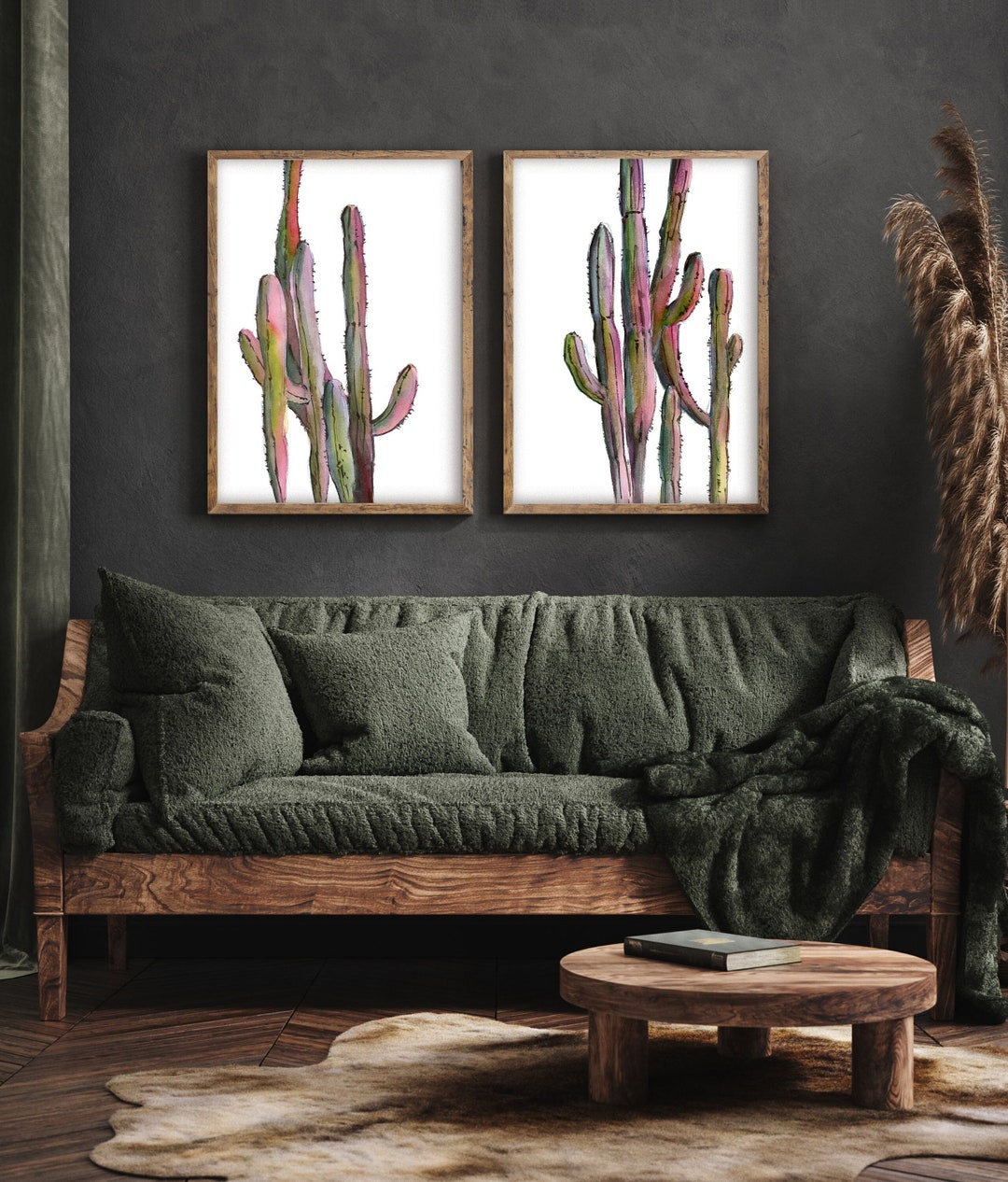 Cactus Wall Art Prints Set of 2 Watercolor Paint Desert Wall - Etsy