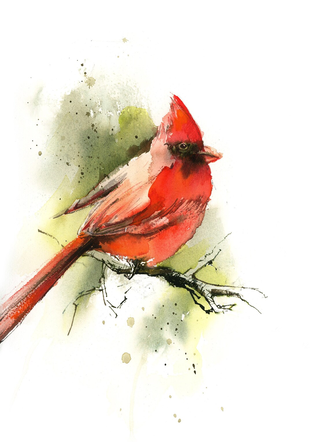 Bird Print Art, Northern Cardinal Painting, Red Cardinal Watercolor ...
