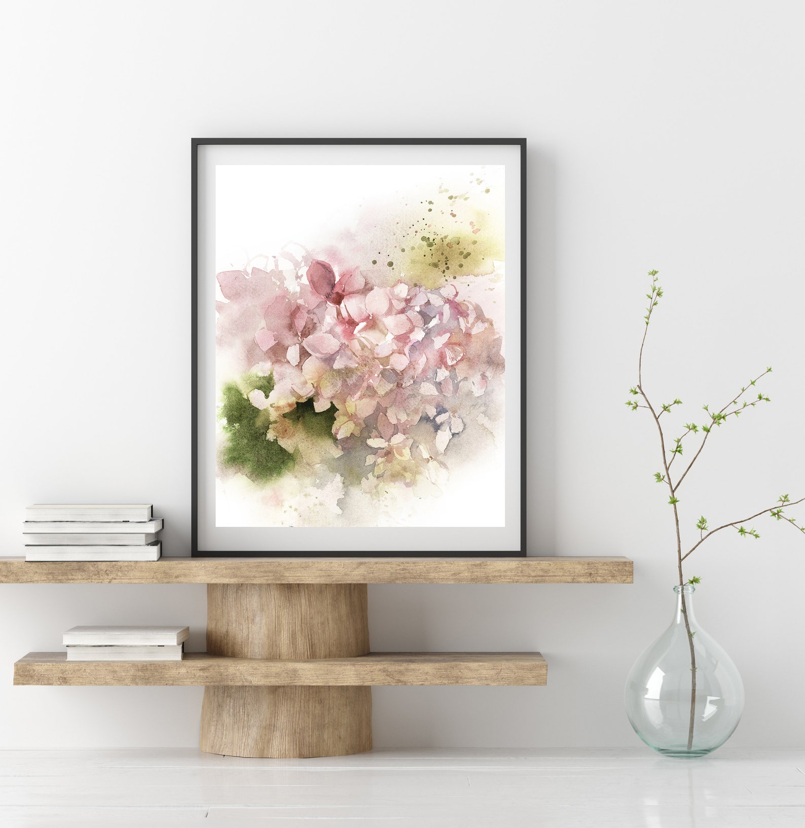 Hydrangea Flowers Print Watercolor Painting Pink Green - Etsy