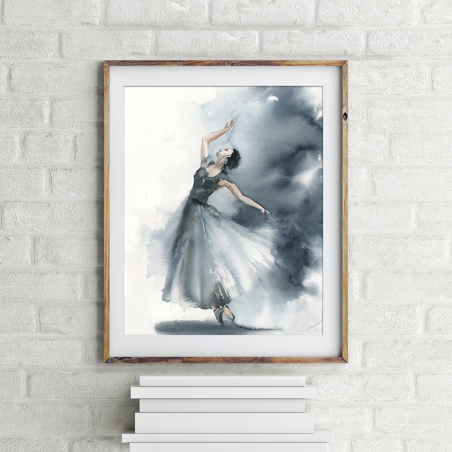Ballerina Painting Wall Art Ballet Art Print Blue Grey Dance | Etsy