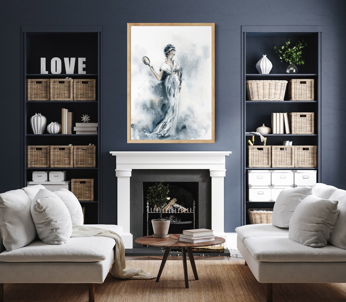 Lady Prudence Painting Art Print Virtue Art Print Blue Wall - Etsy