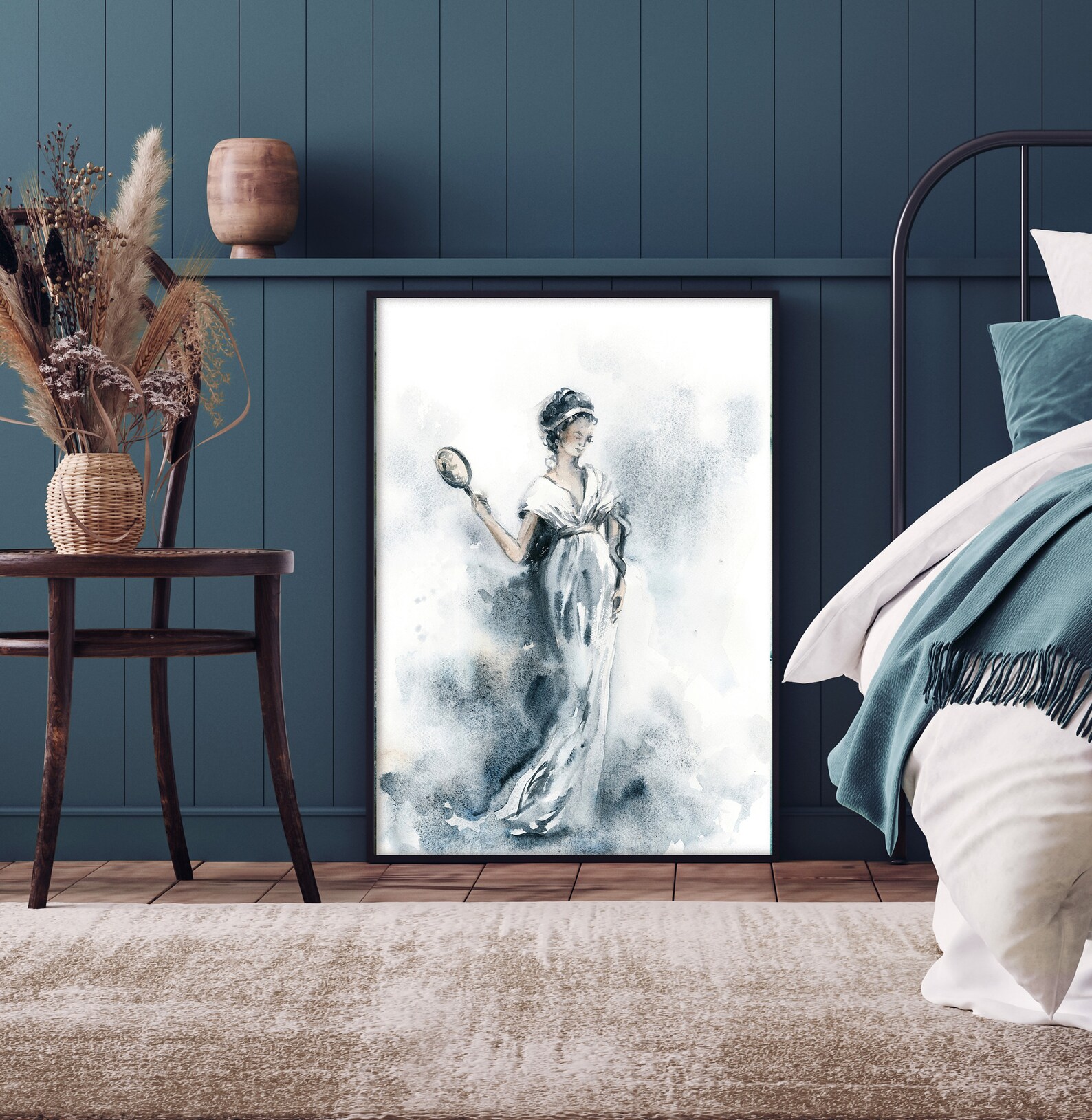 Lady Prudence Painting Art Print Virtue Art Print Blue Wall - Etsy