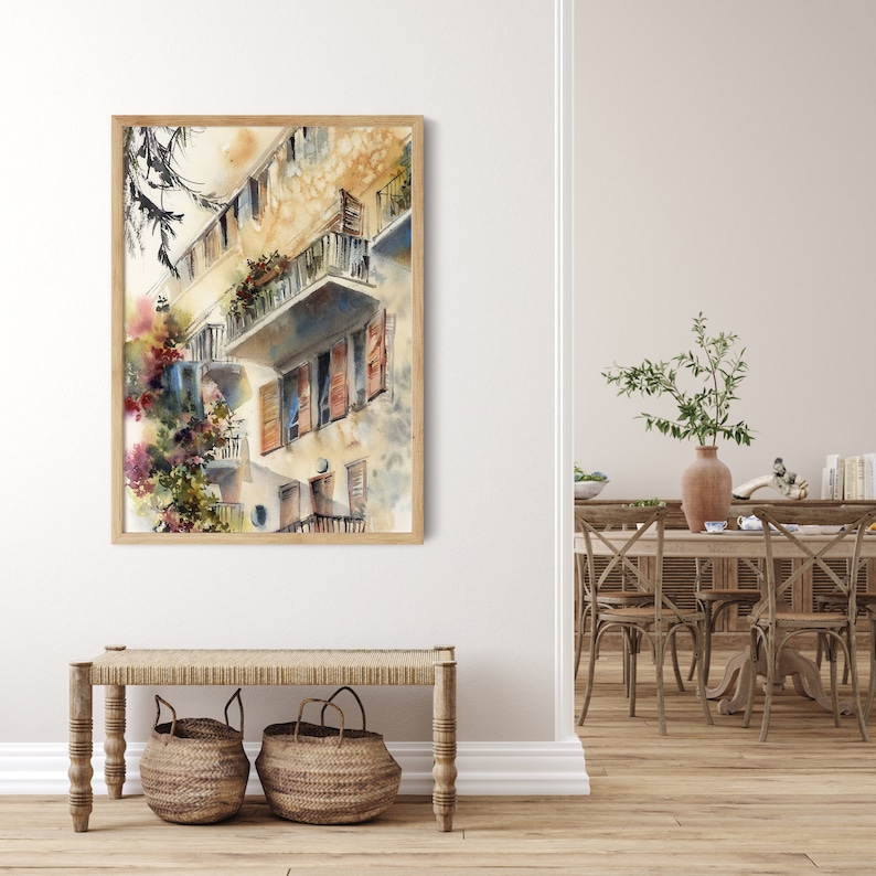 Balcony Art Print Mediterranean House Balcony Architecture - Etsy