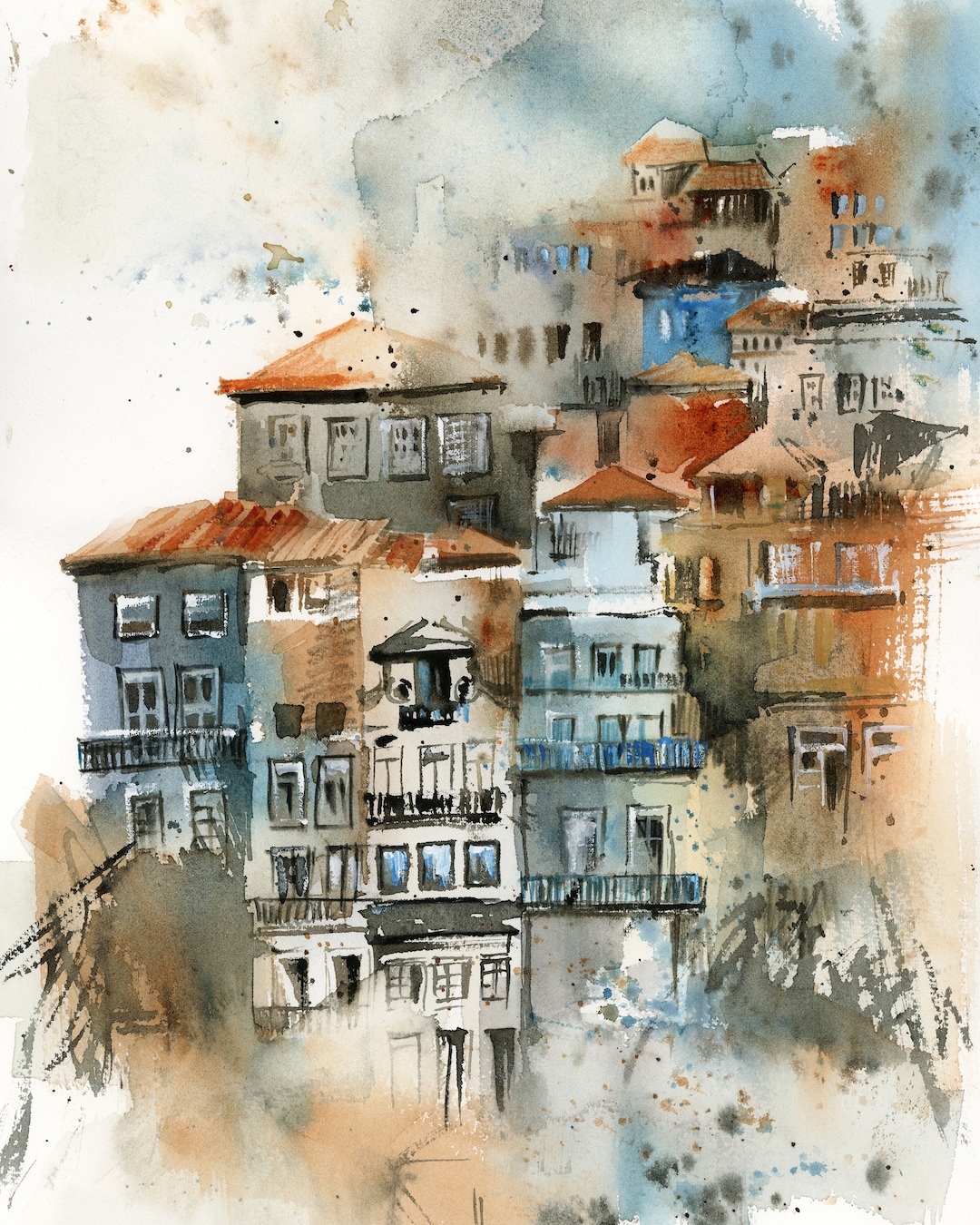 Porto City Scene Art Print Travel Portugal Wall Art Porto - Etsy