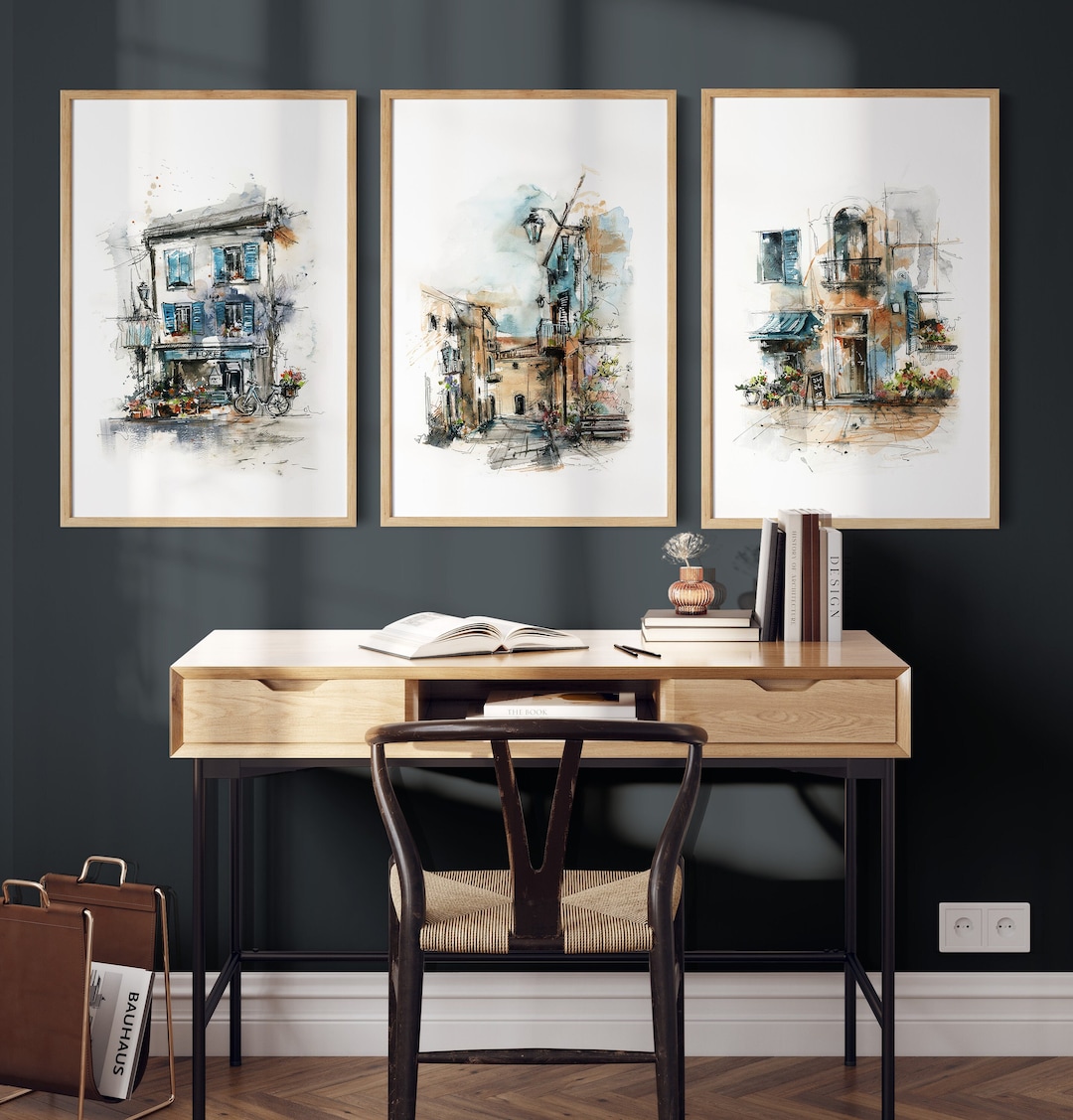 Italy Wall Art Gallery 3 Pieces Art Prints, Italian City Scene ...