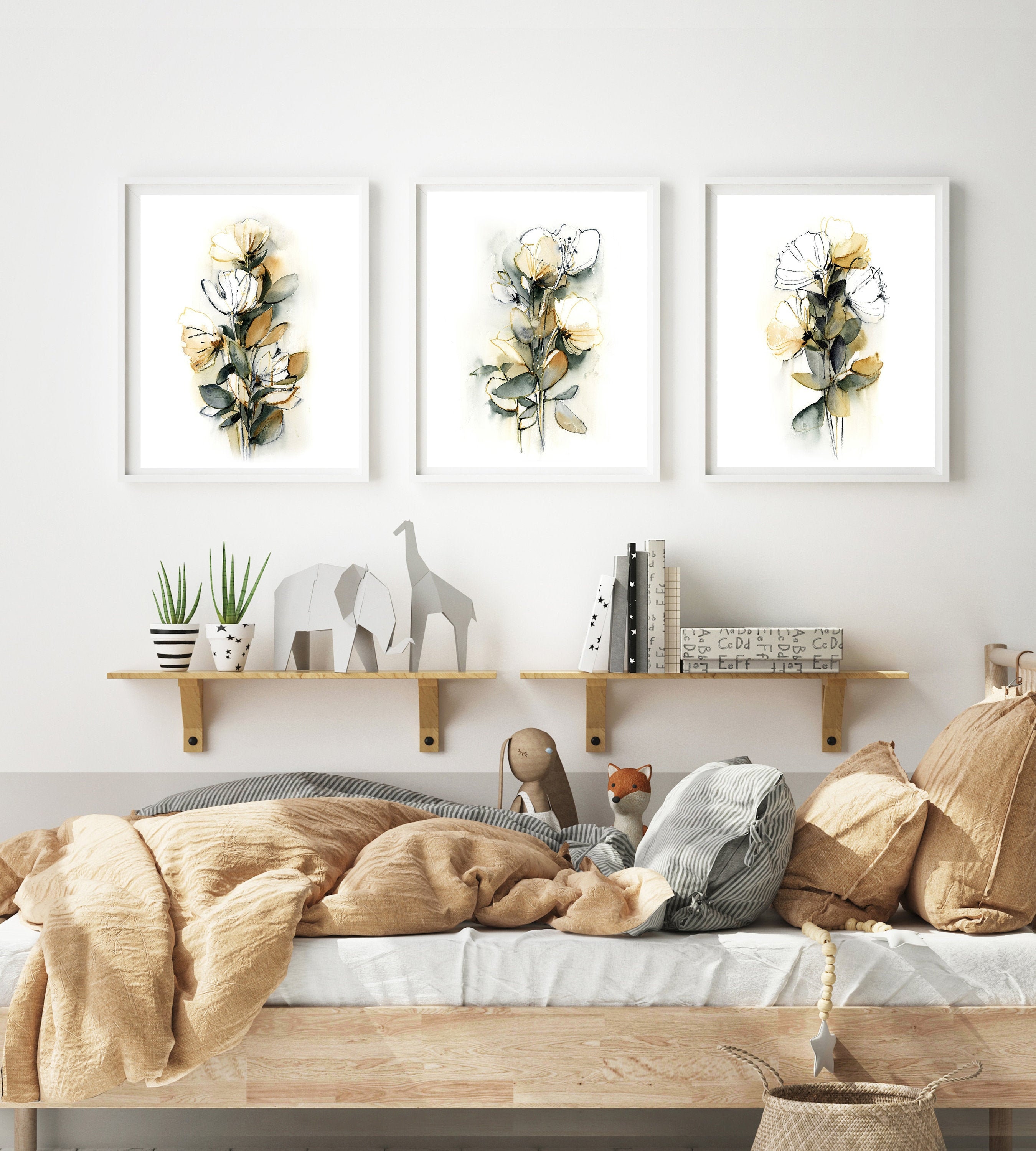 Floral Prints Set of Three Prints Watercolor Print Abstract - Etsy