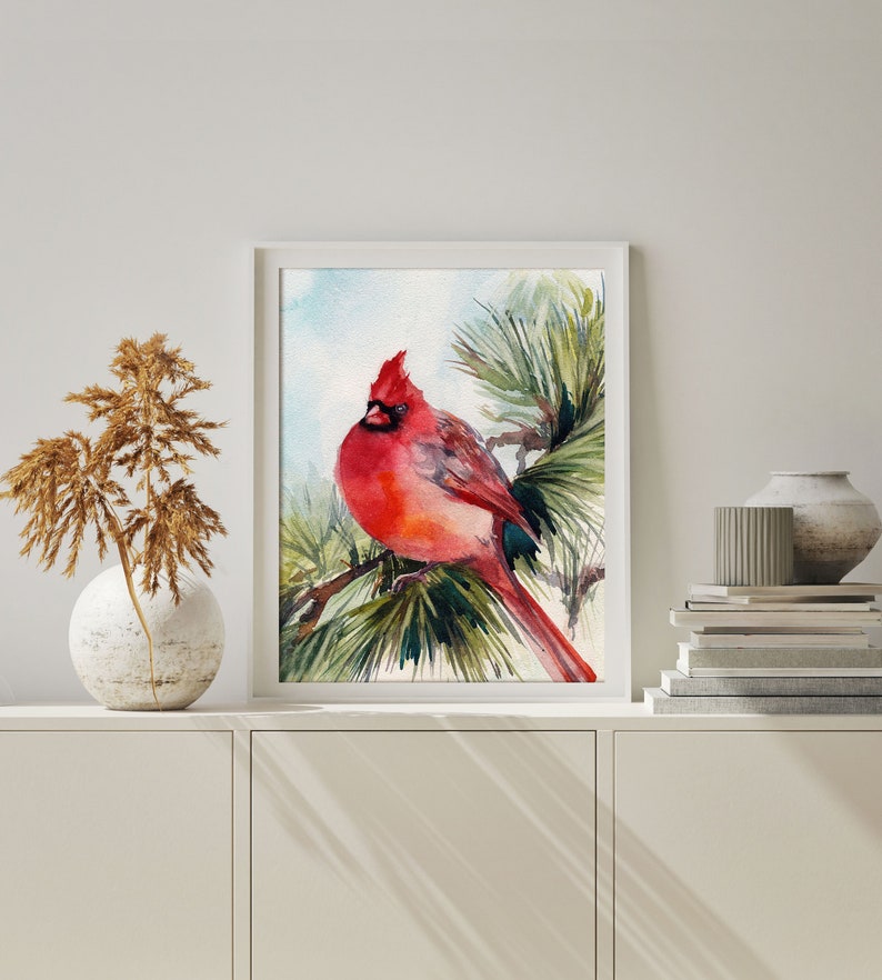Northern Cardinal Art Bird Watercolor Painting Bird Art - Etsy