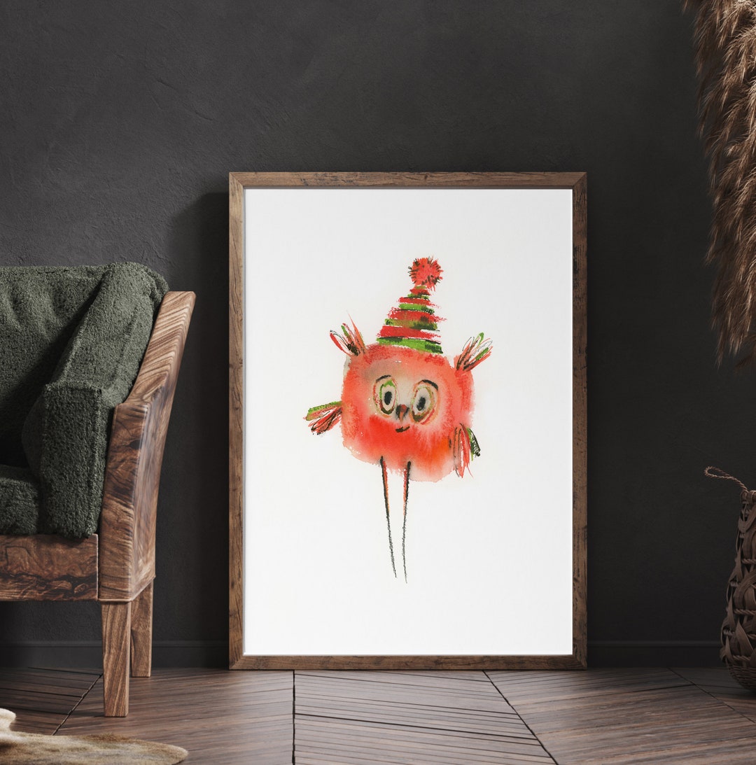 Funny Christmas Bird Print Cardinal Bird Watercolor - Etsy