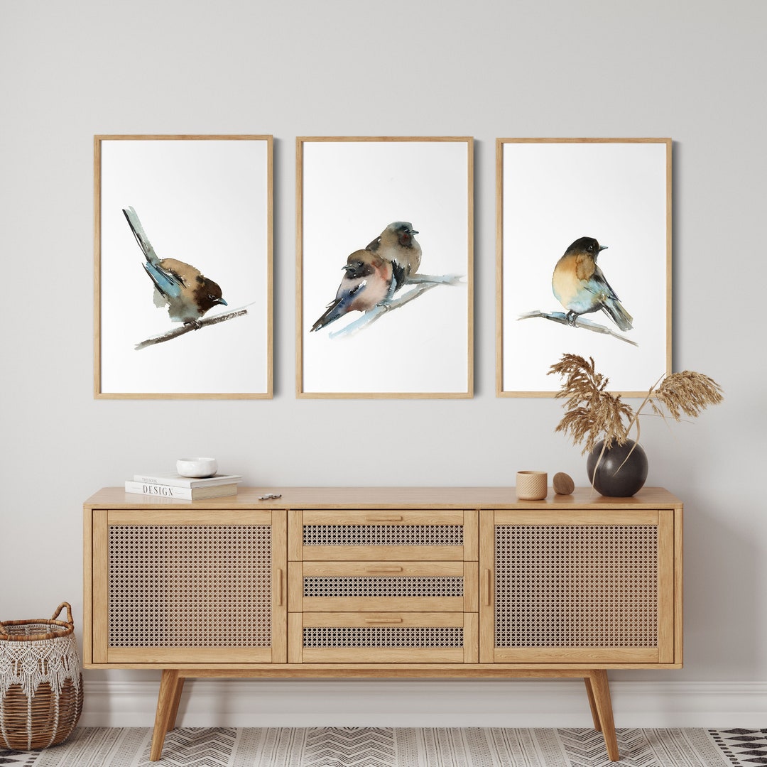 Bird Paintings 3 Fine Art Prints, Bird Gallery Wall, Bird Watercolor ...