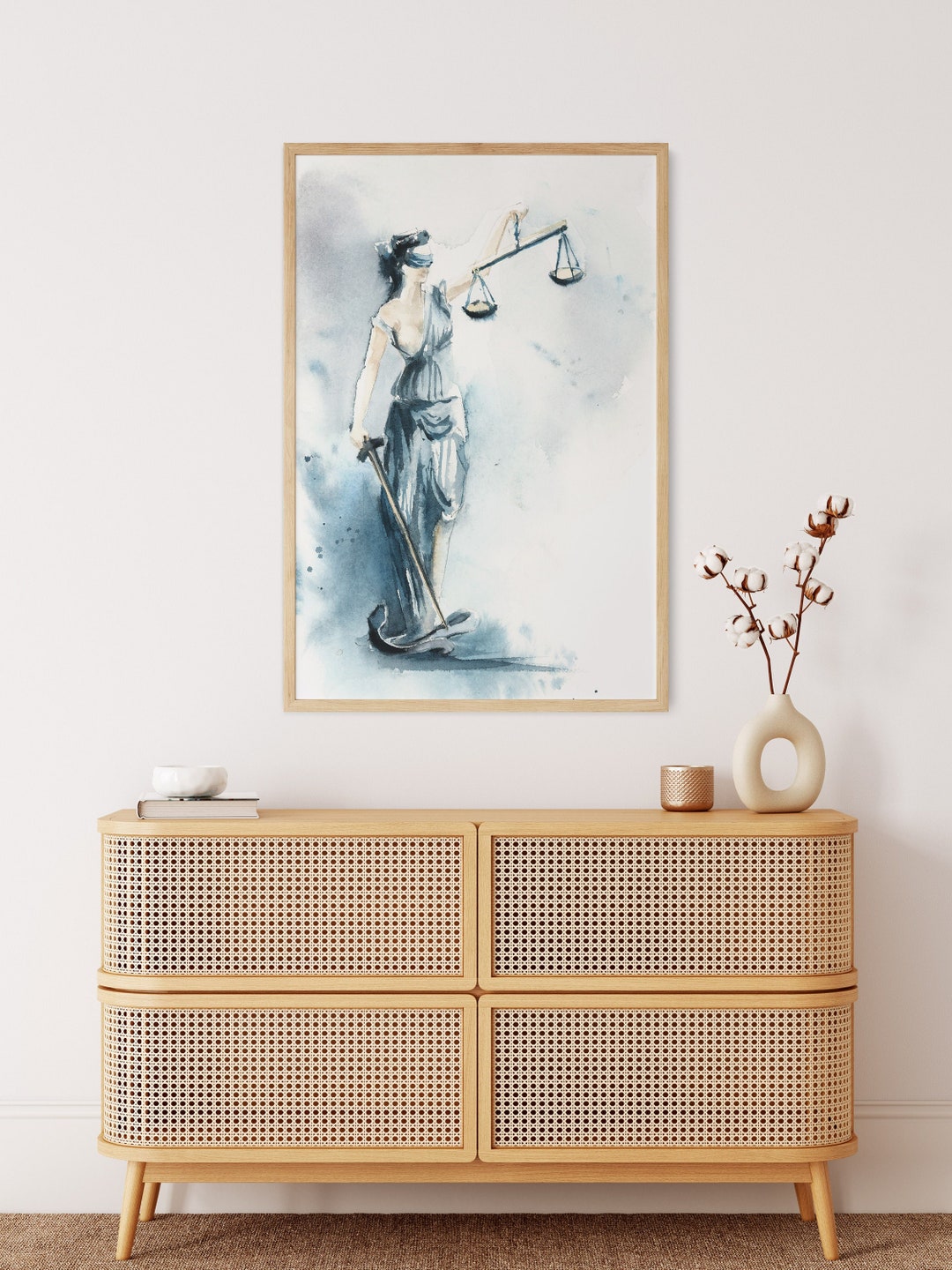 Lady Justice Art Print Blue Watercolor Painting Art Lawyer - Etsy