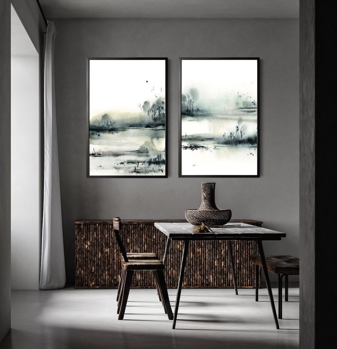 Abstract Nature Wall Decor, Minimalist Watercolor Paintings, Set of 2 ...