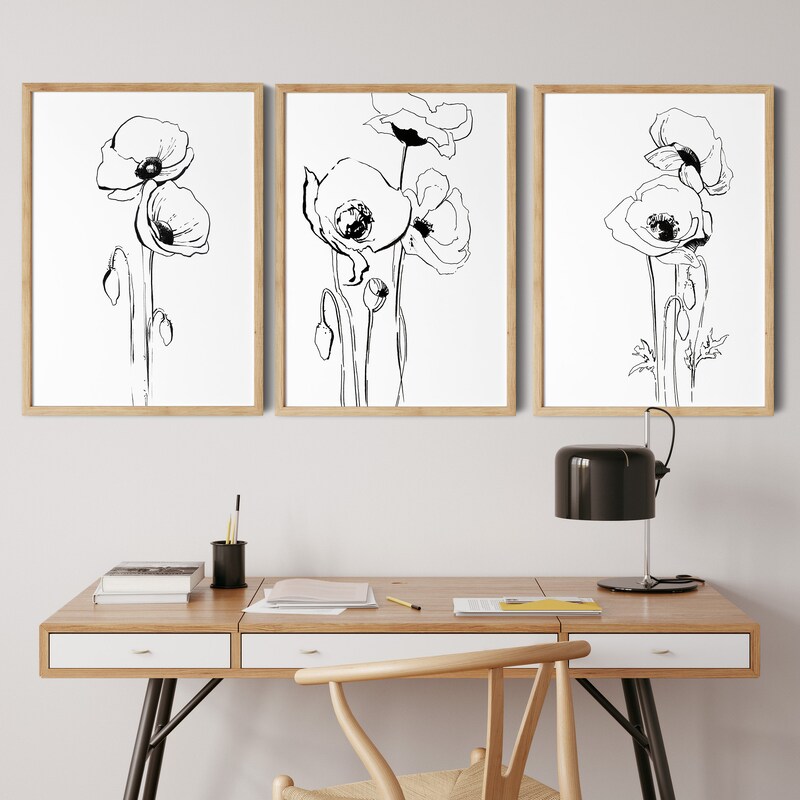 Poppy Line Art - Etsy