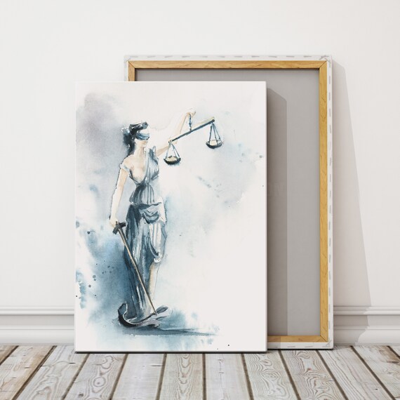 Lady Justice Art Watercolor Painting Wall Print Law Office - Etsy