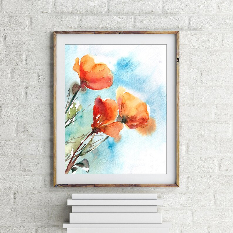 Poppy Flowers Painting Wall Art Print Poppies Botanical Fine - Etsy