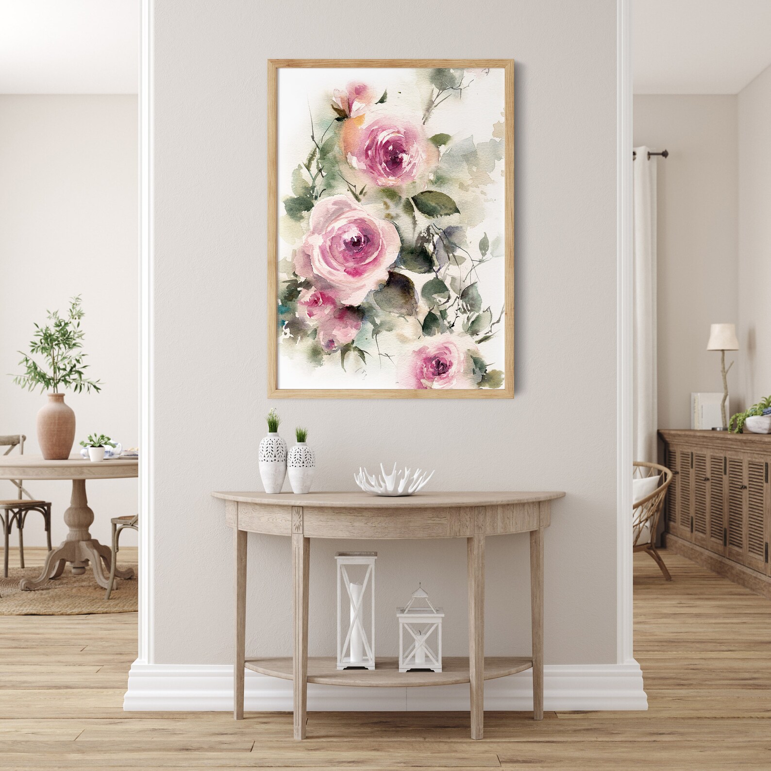 Roses Painting Art Print Floral Roses Watercolor Print Pink - Etsy