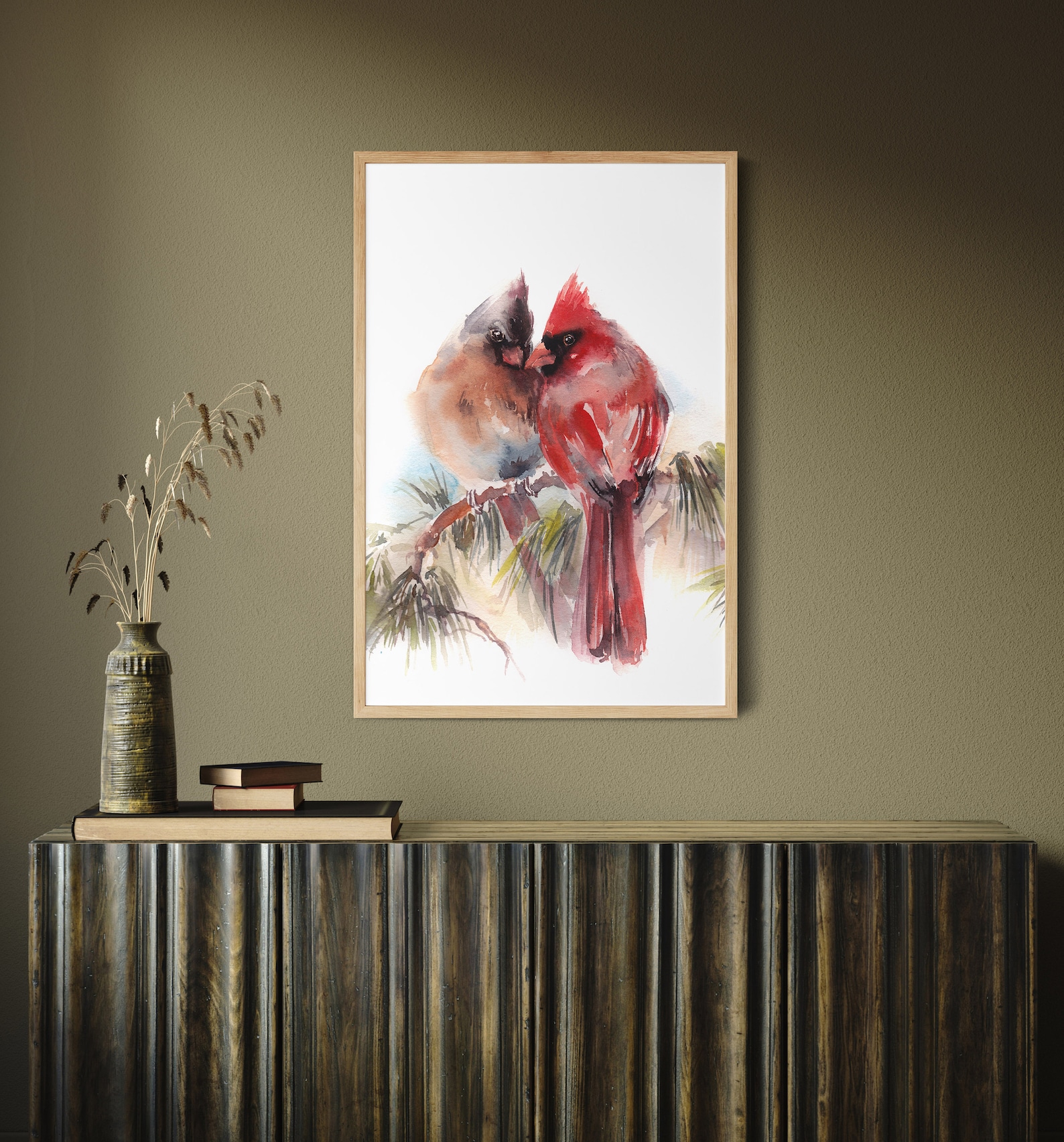 Cardinal Painting Cardinal Birds Wall Fine Art Print - Etsy