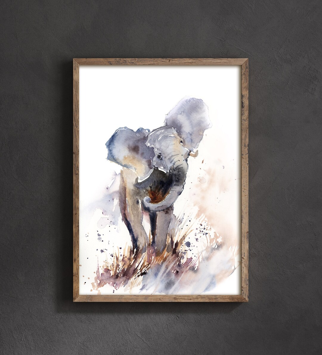 Elephants Art Print, Elephant Watercolor Painting, Safari Animals Wall ...