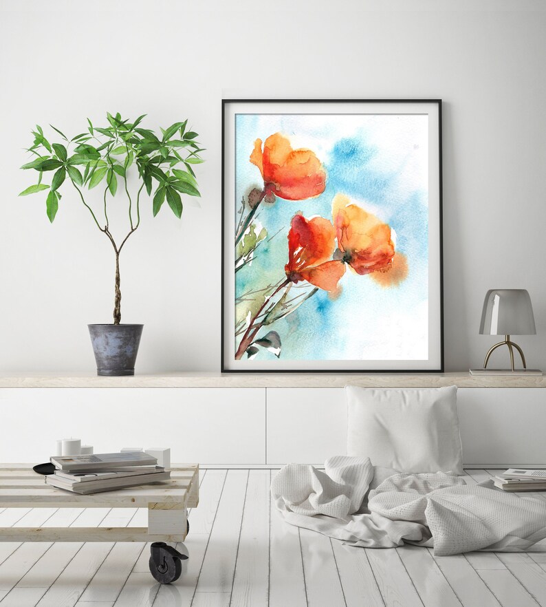 Poppy Flowers Painting Wall Art Print Poppies Botanical Fine - Etsy