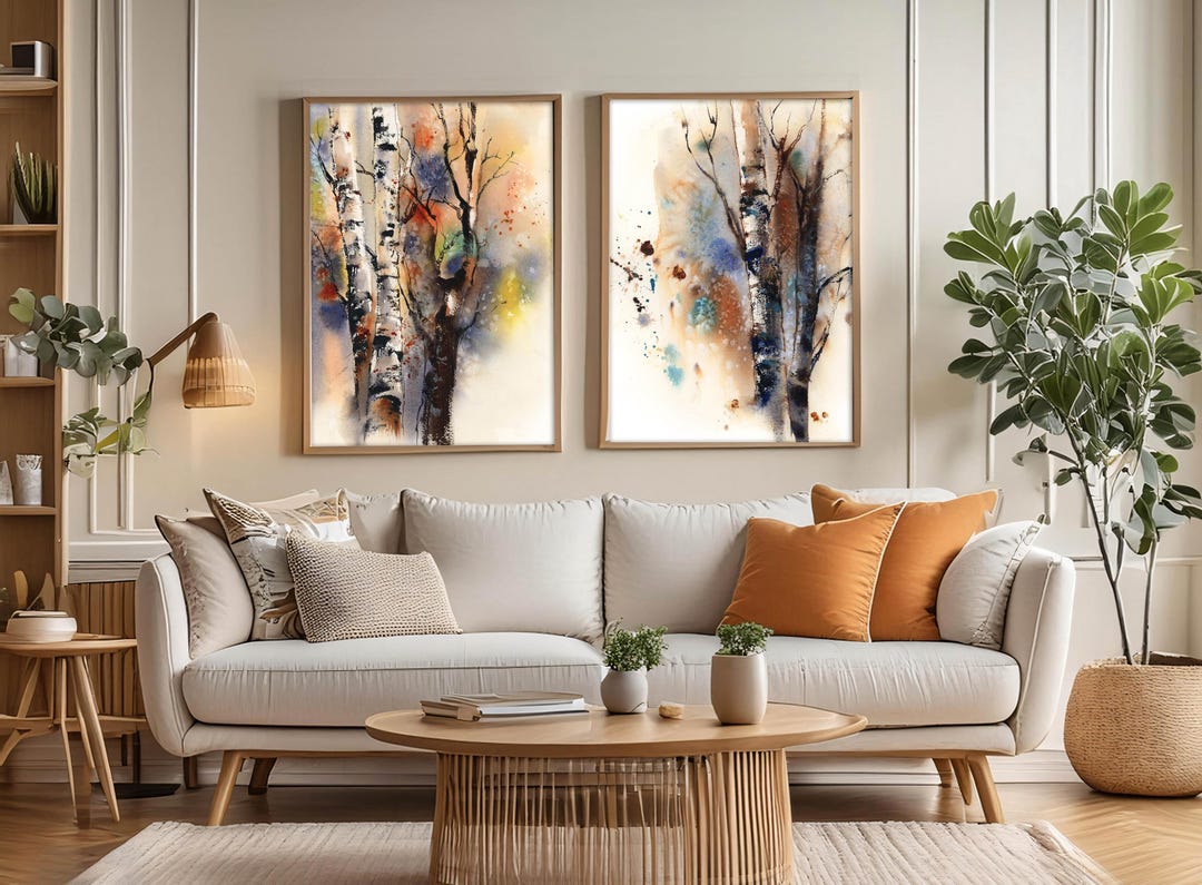 Birch Trees 2 Fine Art Prints Wall Art, Birch Tree Painting Art, Nature ...