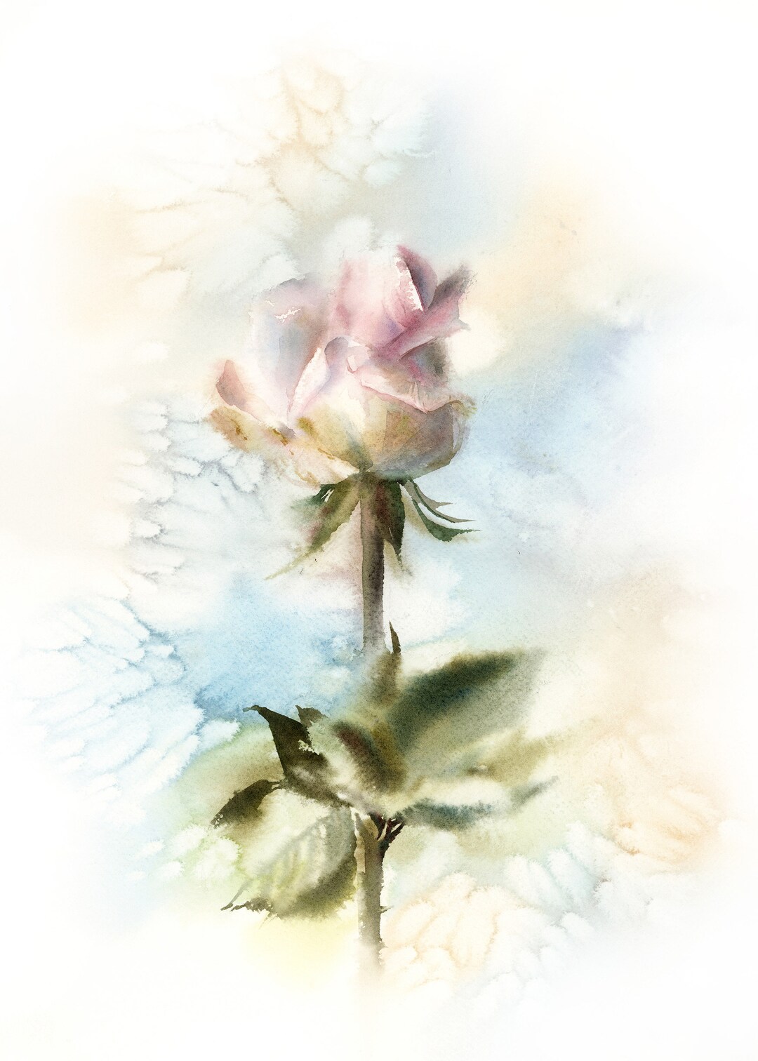 Pink Rose Fine Art Print - Flower Botanical Watercolor Painting Art ...