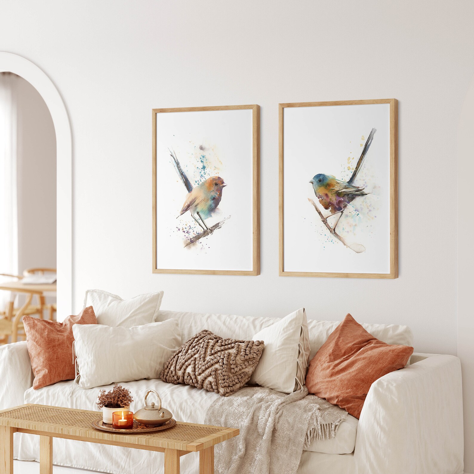 Watercolor Wren Prints Set Bird Art Paintings Wren Wall Art - Etsy