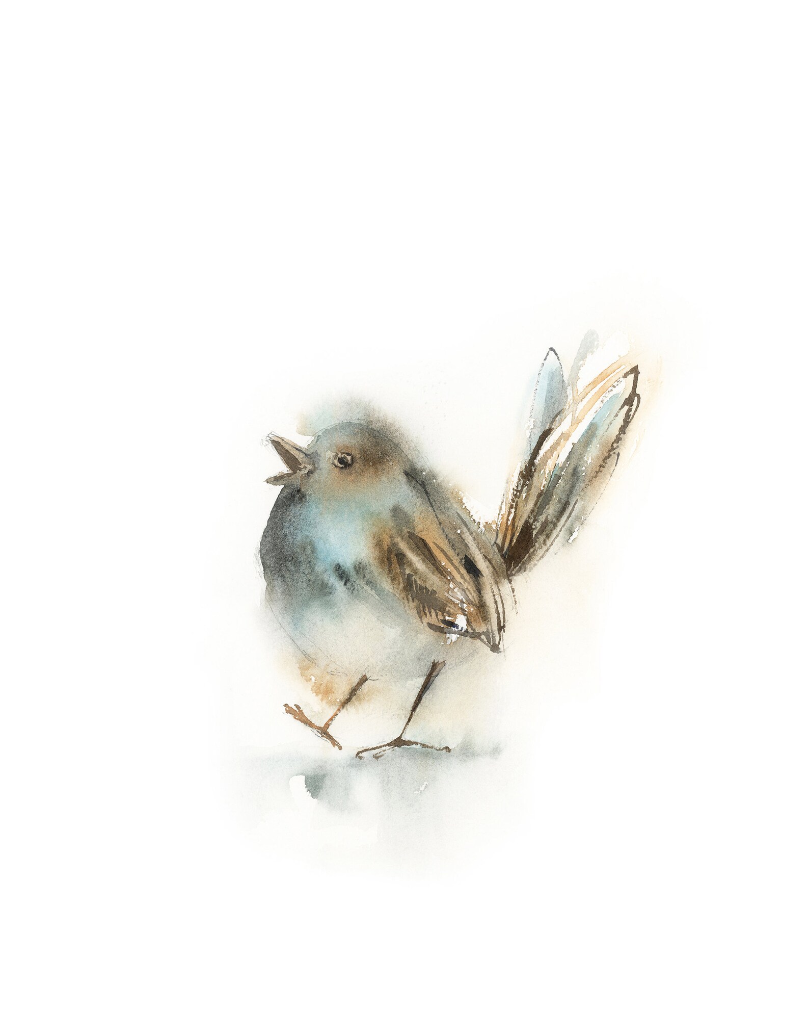Little Birds Minimalist 2 Art Prints Set, Pastel Colors Watercolor ...