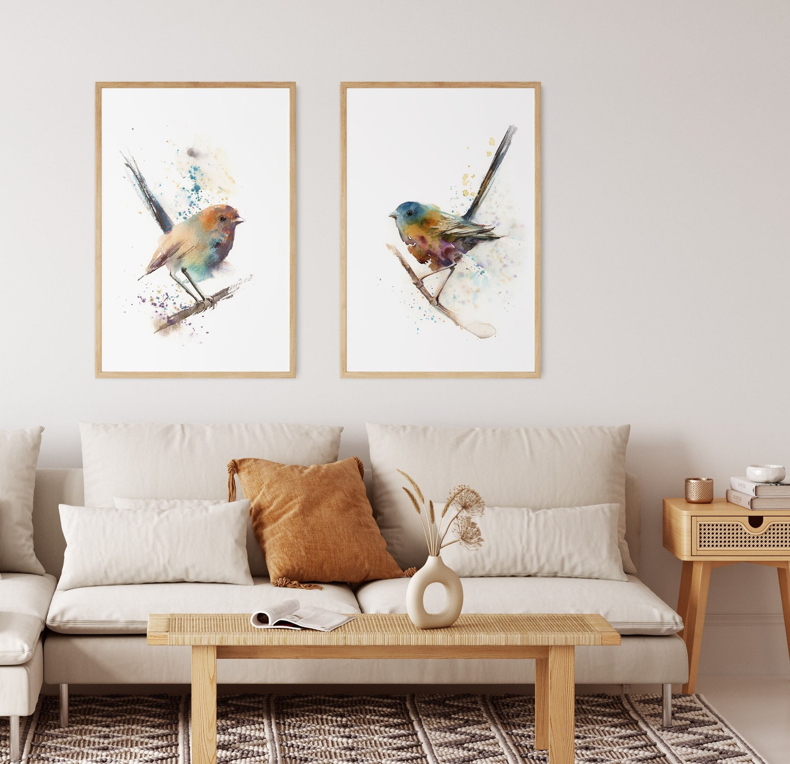 Watercolor Wren Prints Set Bird Art Paintings Wren Wall Art - Etsy
