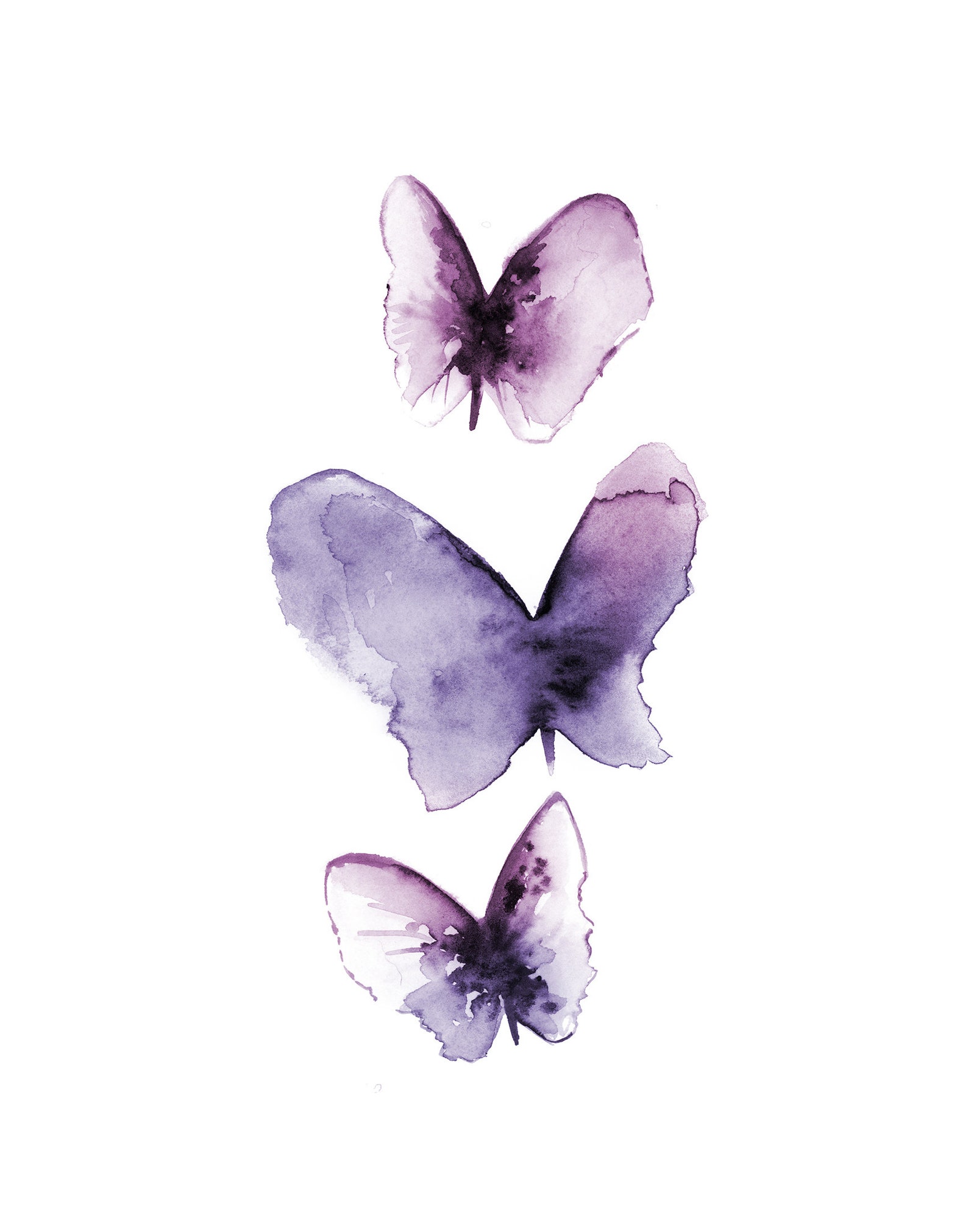 Butterfly Art Print Minimalist Painting Purple Butterflies - Etsy Denmark