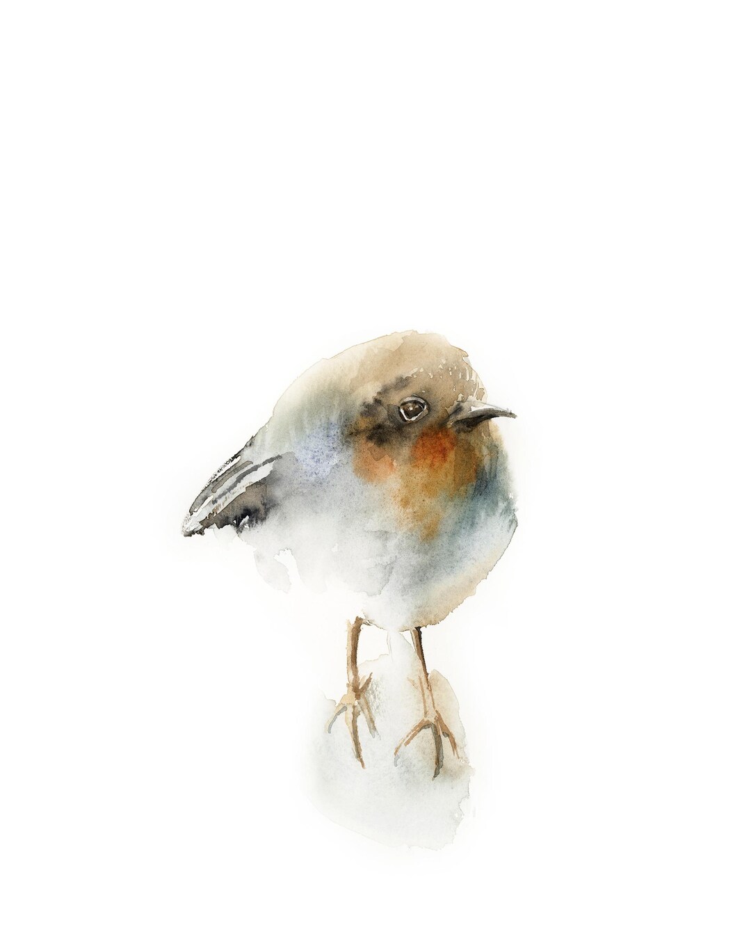 Cute Robin Bird Print, Minimalist Print, Watercolor Painting, Earthy ...