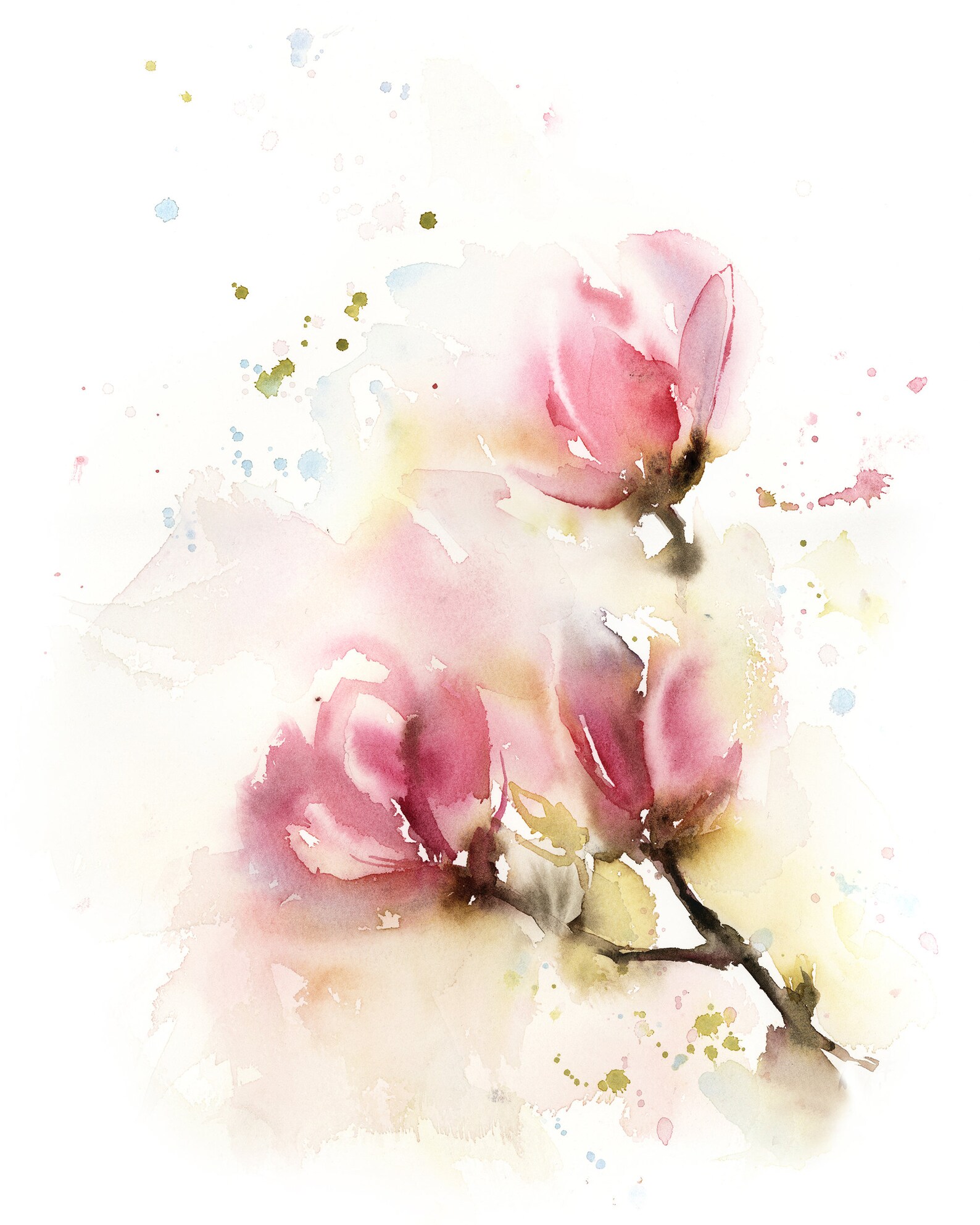 Pink Magnolia Art Print Spring Flowers Painting Pink - Etsy