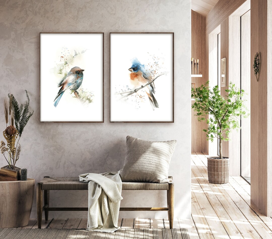 Birds Wall Prints 2 Set, Bird Watercolor Art, Gallery Wall Set of 2 ...