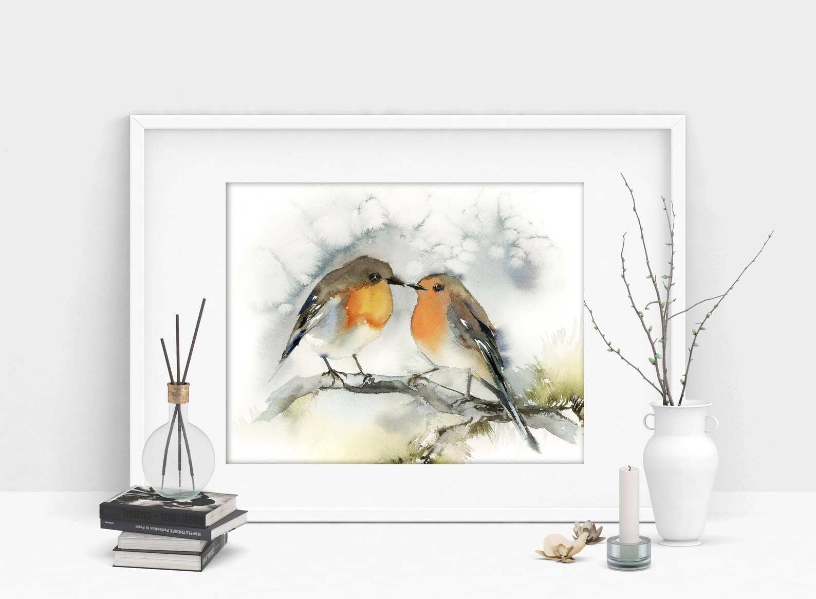 Two Robin Birds Painting Wall Art Print Giclée Fine Art Print | Etsy