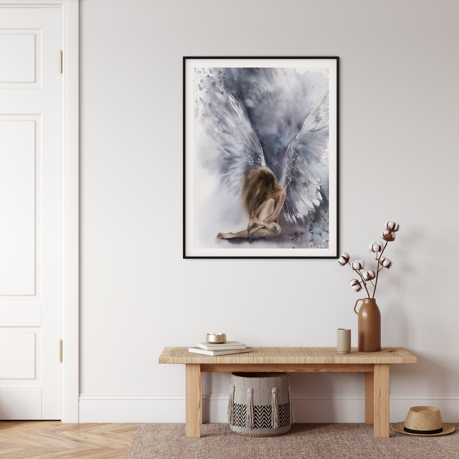 Angel Painting, Angel Wall Art, Angel Wings Painting, Woman Angel ...