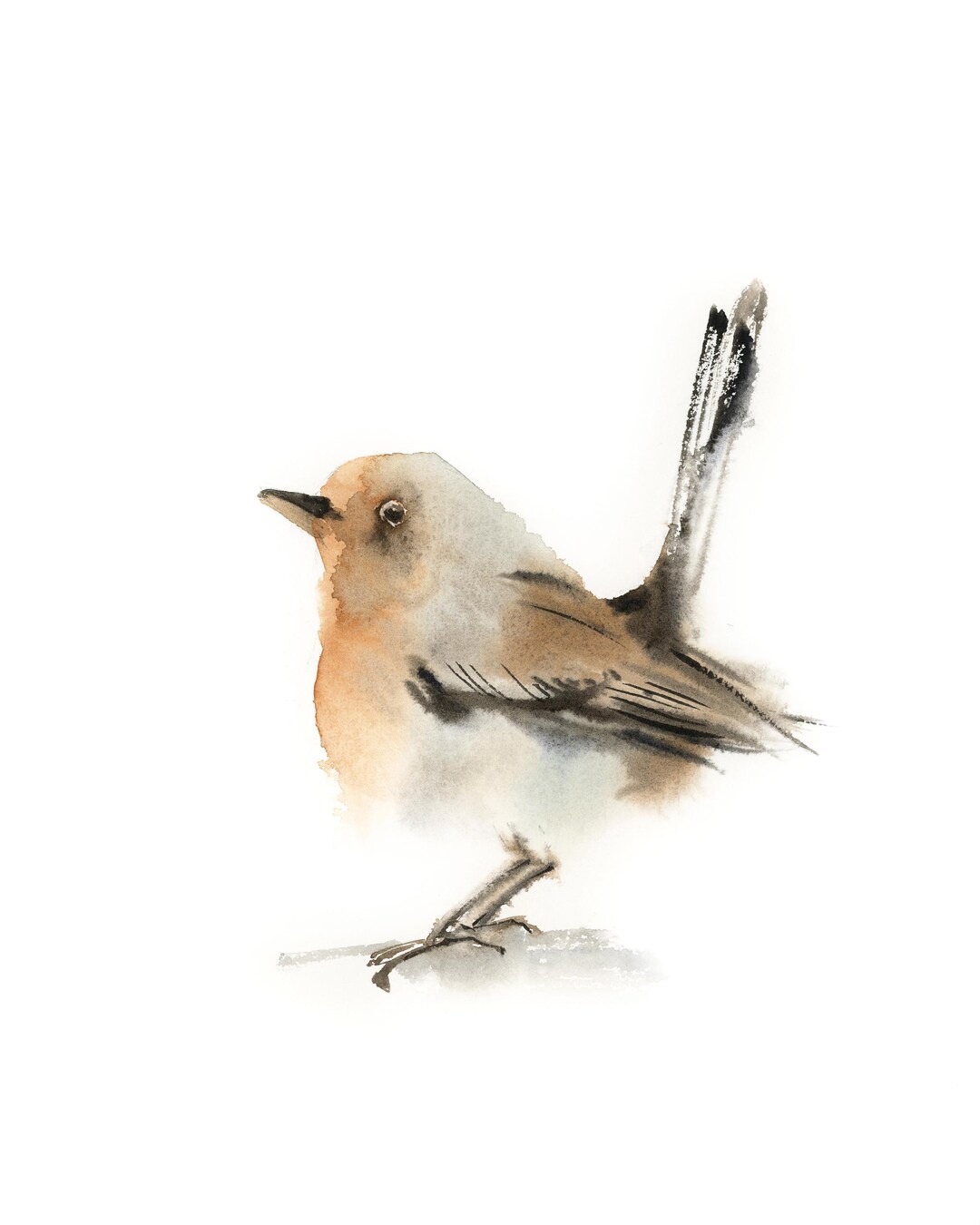 Robin Bird Fine Art Print, Bird Watercolor Painting, Minimalist Cute ...