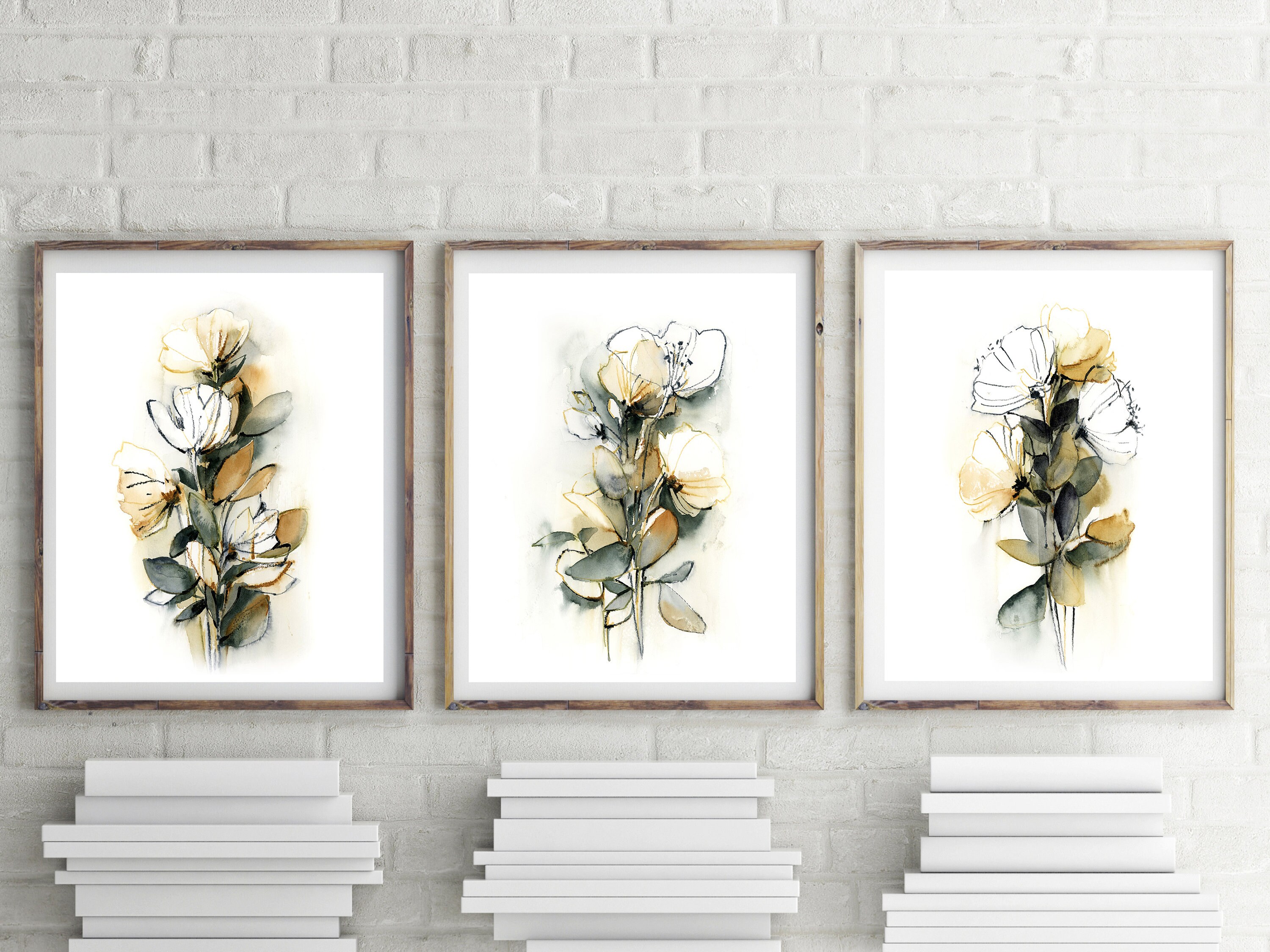 Floral Prints Set of Three Prints Watercolor Print Abstract - Etsy