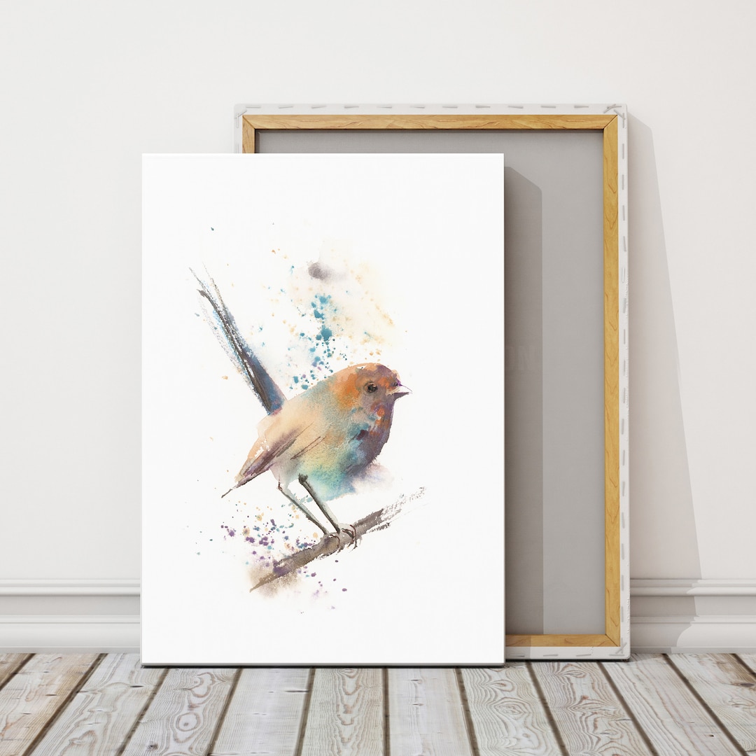 Colorful Wren Bird Print, Fairy Wren Watercolor Painting, Bird Fine Art ...