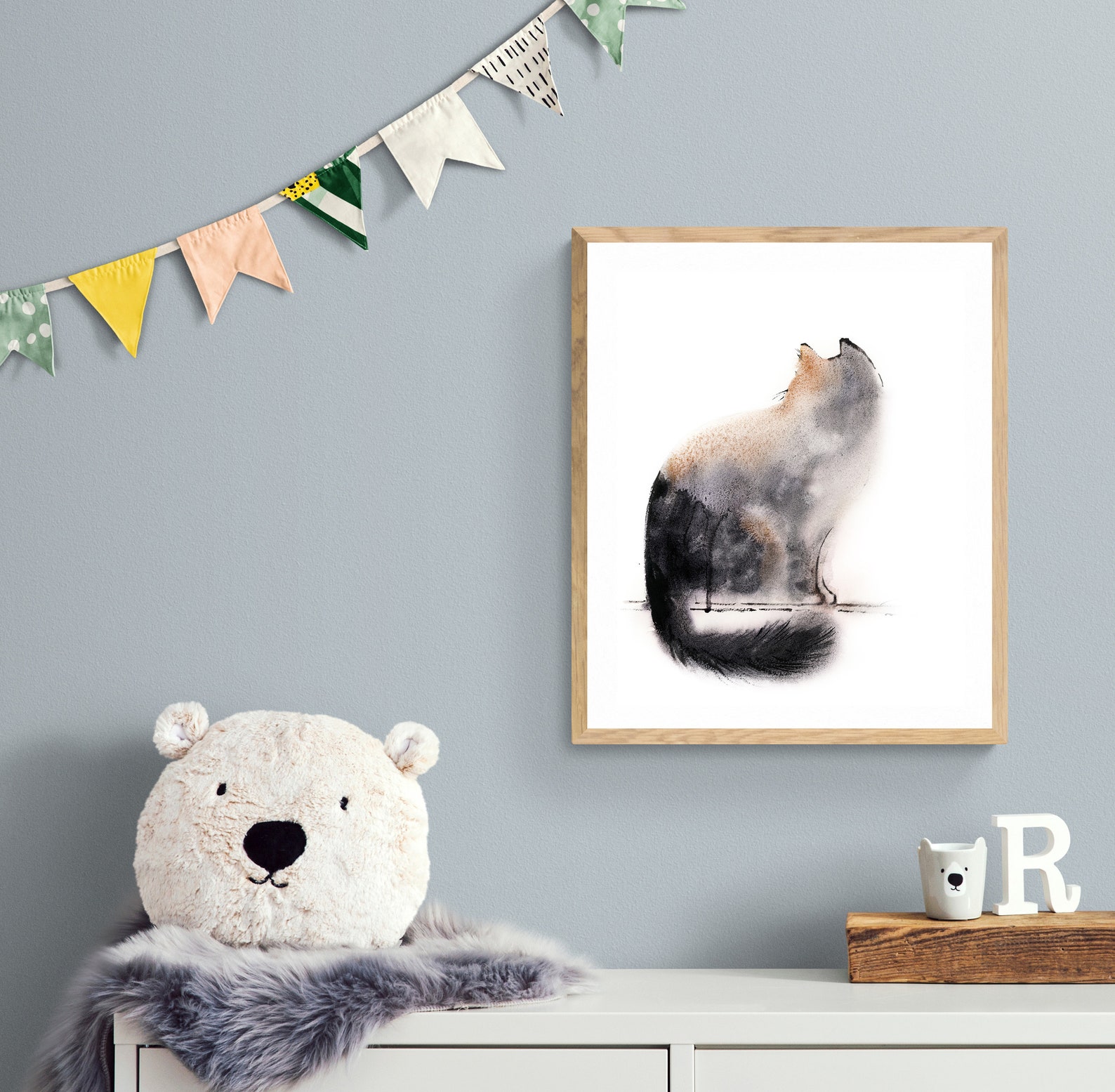 Art Print of Cat in Brown Earthy Tones Cat Watercolor - Etsy