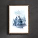 Pine Trees Painting in Blue Fine Art Print, Winter Nature Art, Winter ...