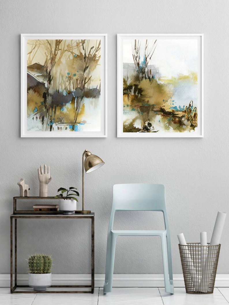 Earthy Tones Wall Art Abstract Nature Gallery Wall Set of 2 - Etsy