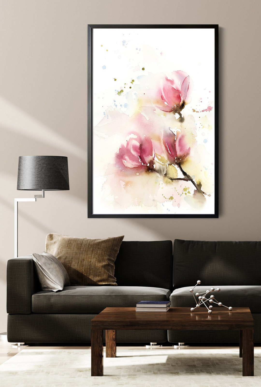 Pink Magnolia Art Print Spring Flowers Painting Pink - Etsy