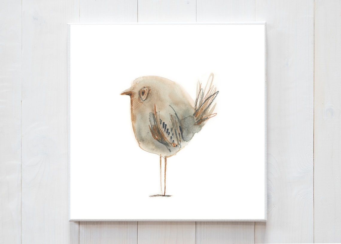 Bird Watercolor Print, Bird Illustration Painting, Cute Funny Bird Wall ...